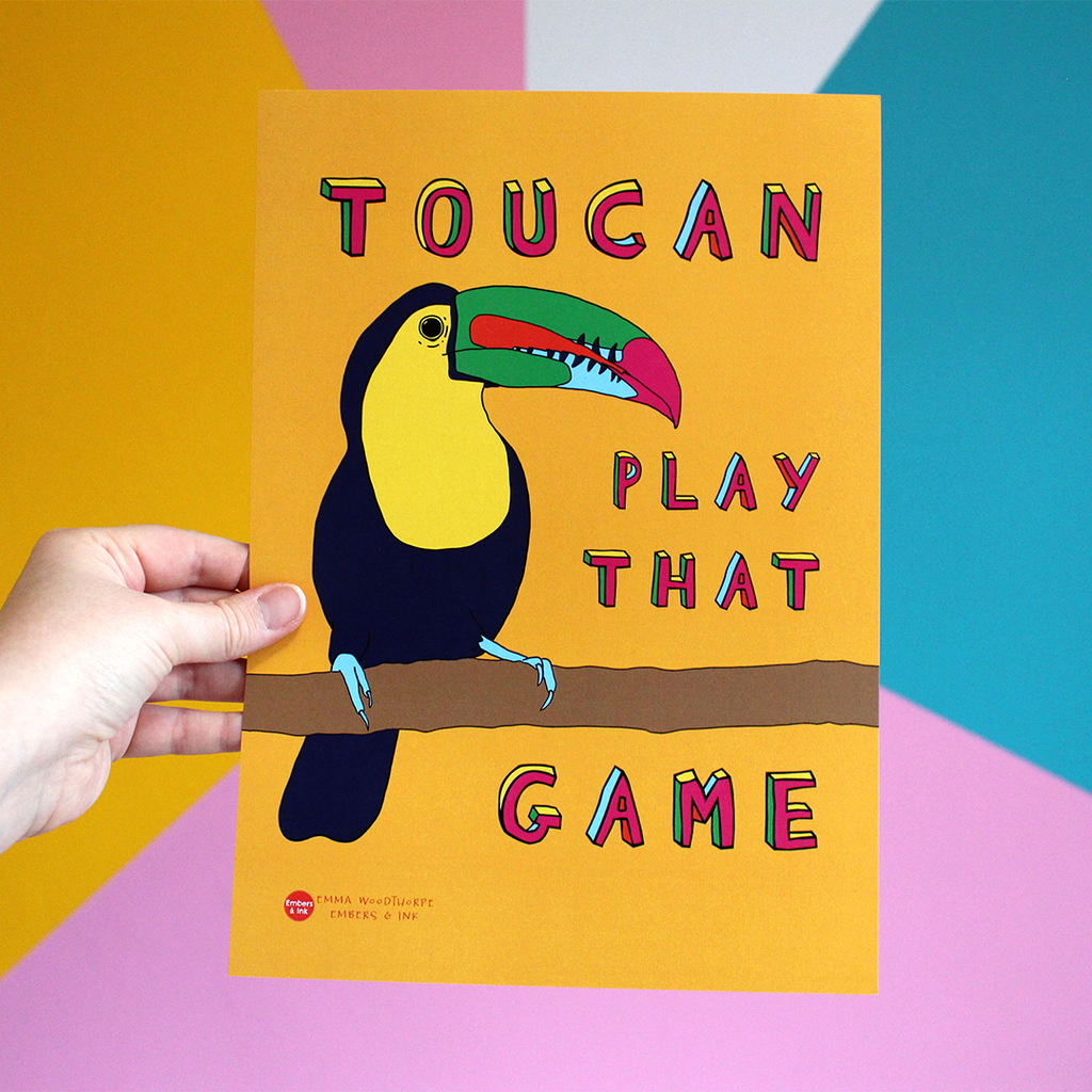 Toucan Play That Game A4 Poster by Embers and Ink