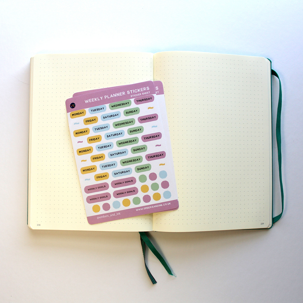 Weekly Planner Paper Sticker Sheets for a Calendar, Planner or Journal ...